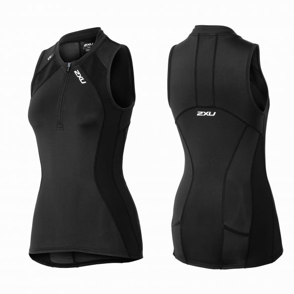 2XU Compression Tri Singlet, Damen, schwarz/schwarz